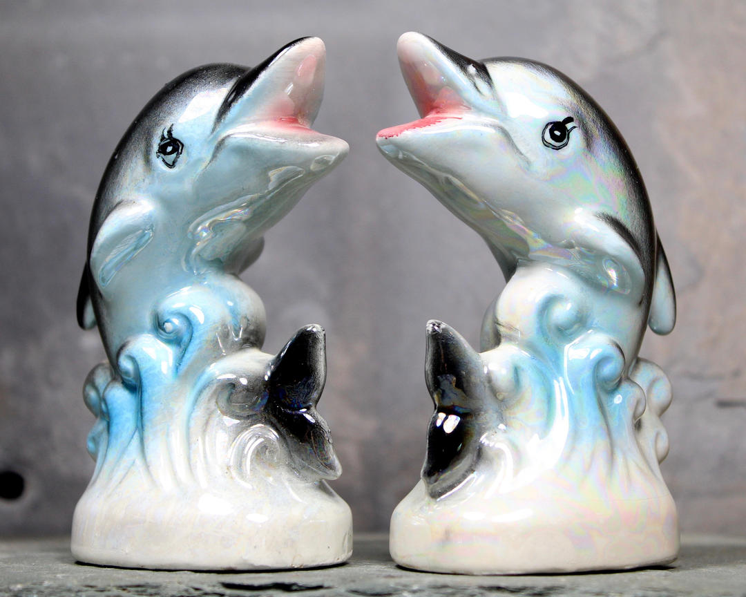 Iridescent Dolphins Salt & Pepper Shakers - Made in Japan - | Bixley ...