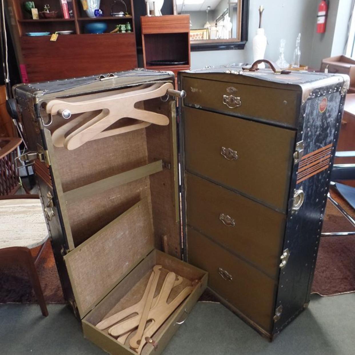 Antique steamer trunk with full wardrobe inside | Peg Leg Vintage ...