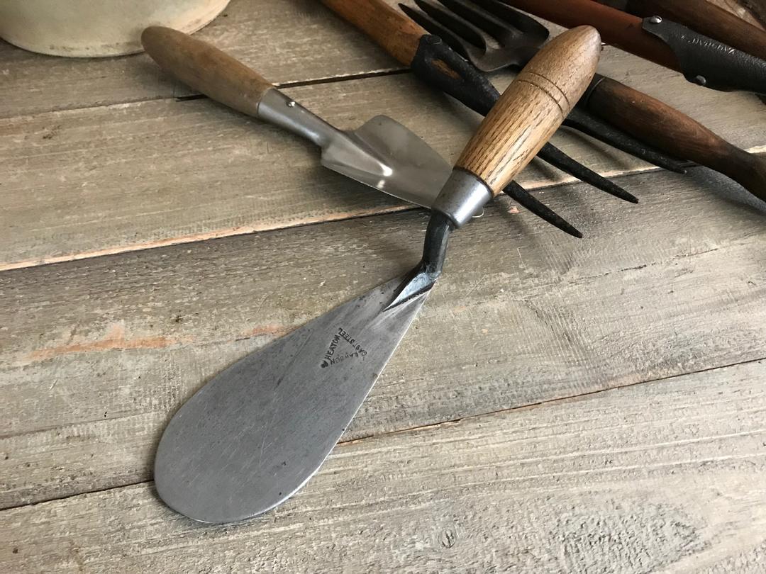 Rustic English Garden Trowel, Lawson Heaton Cast Steel, Wood Handle ...