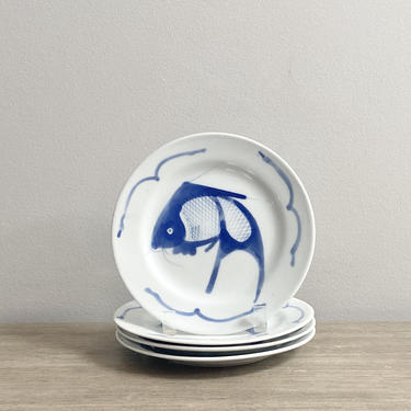 Chinese Fish Plate Set Blue White Ceramic Koi | Mod Rendition - Chicago ...