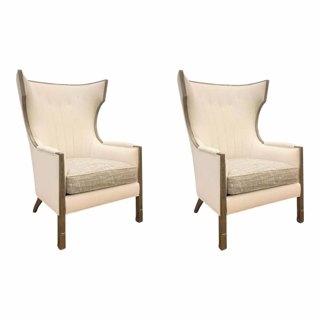 Caracole Modern White and Gray the Wing Tip Wingback Chairs | 14th ...