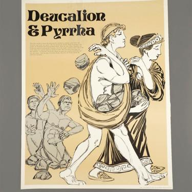 1972 Deucalion and Pyrrha Poster Greek Mythology Laminate The | Vintage ...