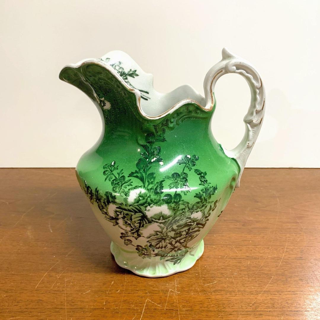 Antique Edwin Bennett Pottery Company Green Transferware Ironstone ...
