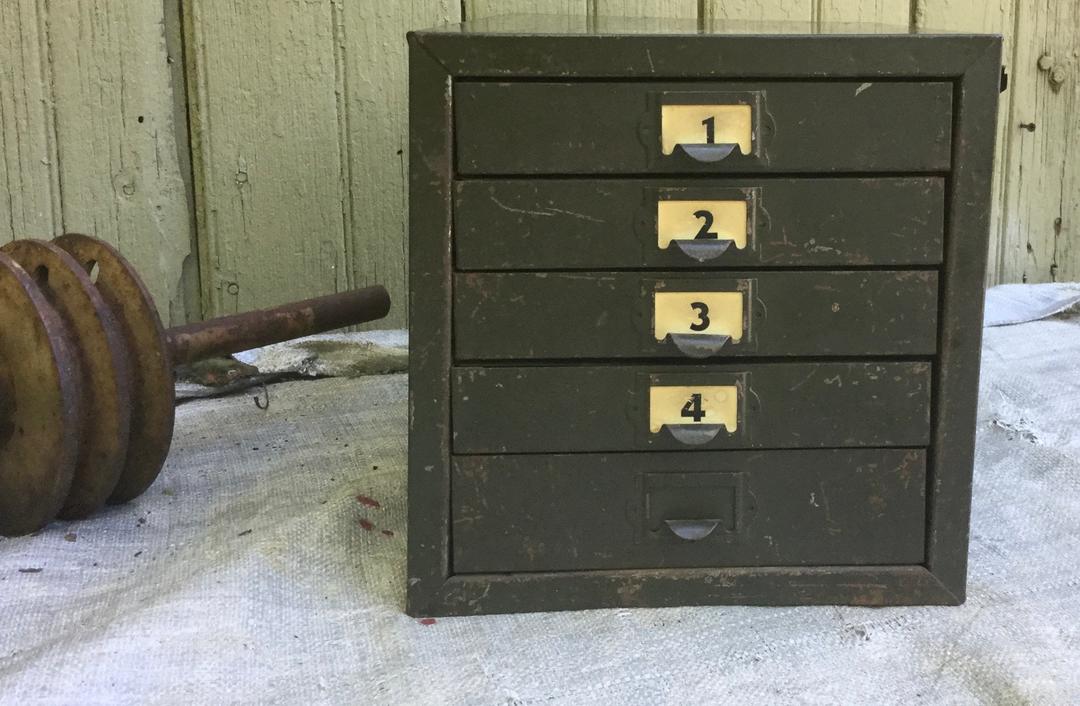 rare vintage WWII United States Navy parts 5 drawer parts toolbox ...