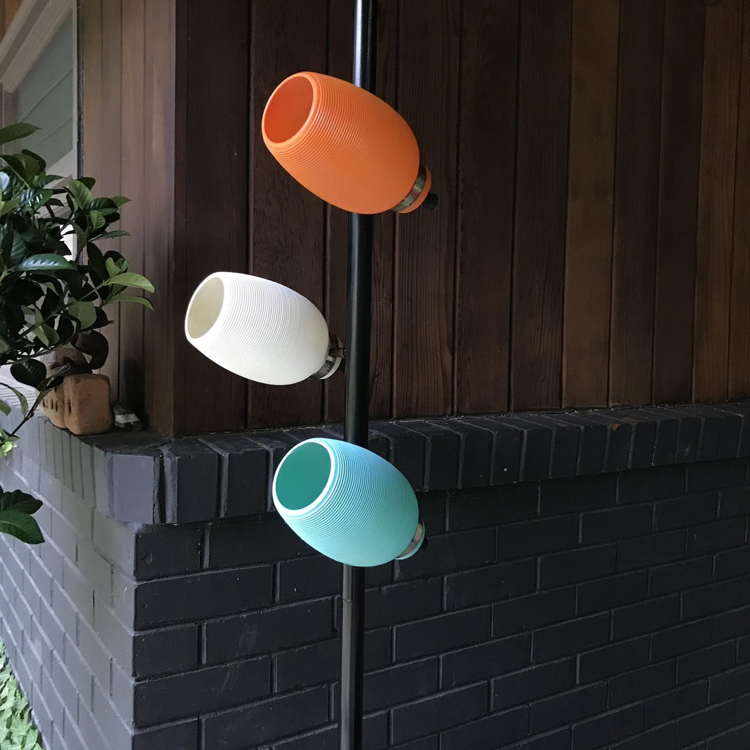 Mid-Century Triennial Rotoflex style Pole Lamp Colored Beehive Cones ...