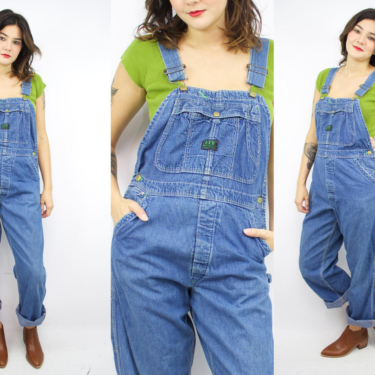 Vintage 80's 90's Blue Denim Overalls / ELY Big | Ruby Threads Vintage ...