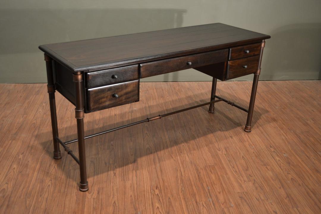 Rustic Industrial Style Solid Wood Writing Desk Library Table with ...