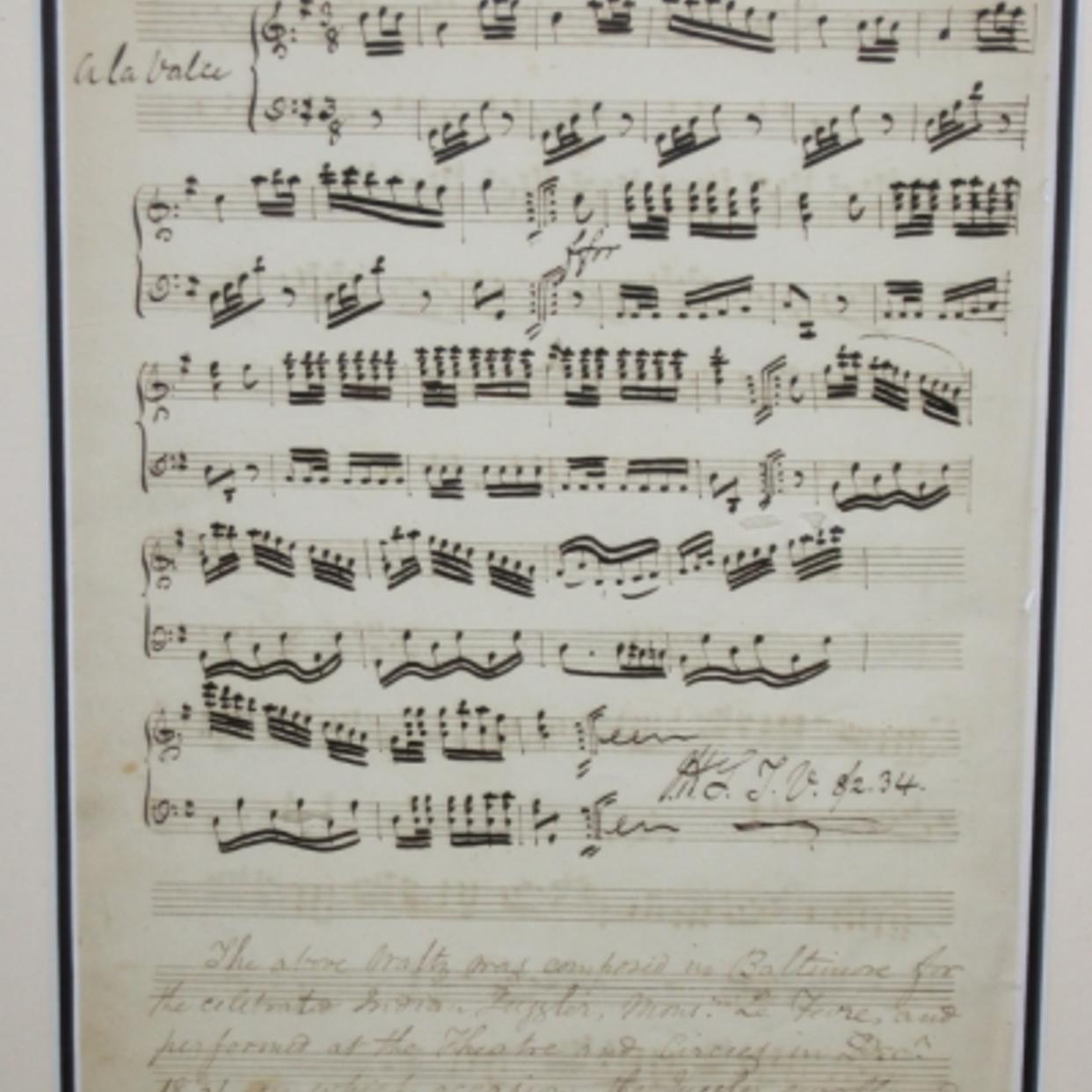 1830s Handwritten Sheet Music For Carnival Performer Juggler | Sturgis ...