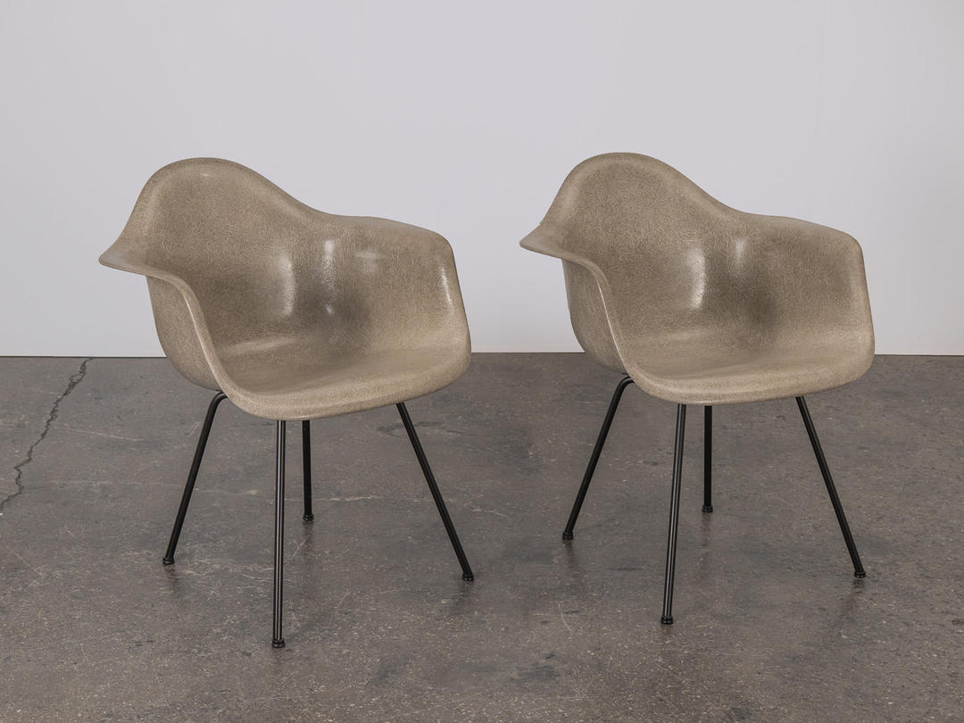Pair of Eames Greige Arm Shell Chairs | Open Air Modern (OAM ...