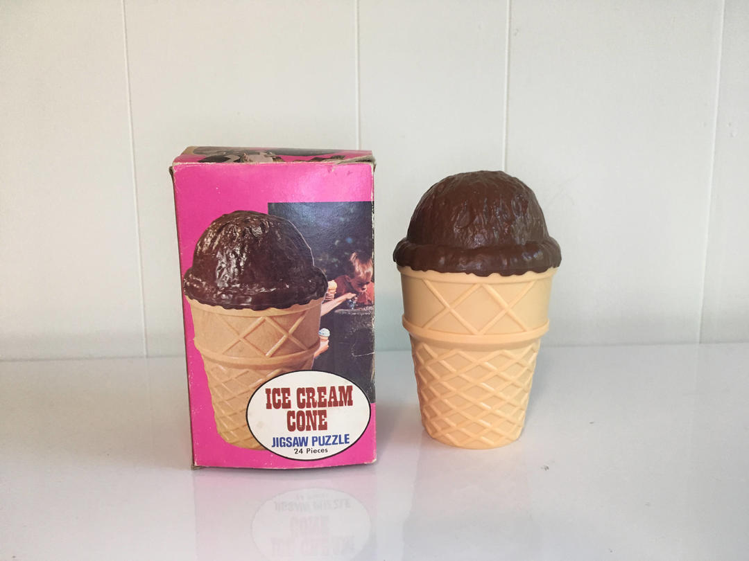 Plastic Ice Cream Cone Box Jigsaw Puzzle 1976 Original Box 1970s ...