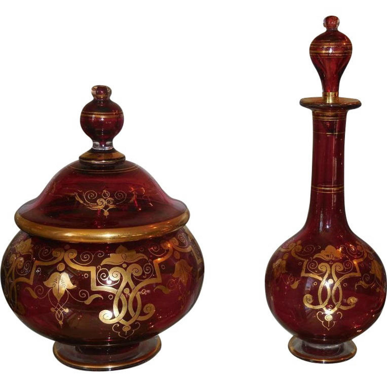 Antique Baccarat Red , Gold Crystal Perfume Bottle and | Thrive Decor ...