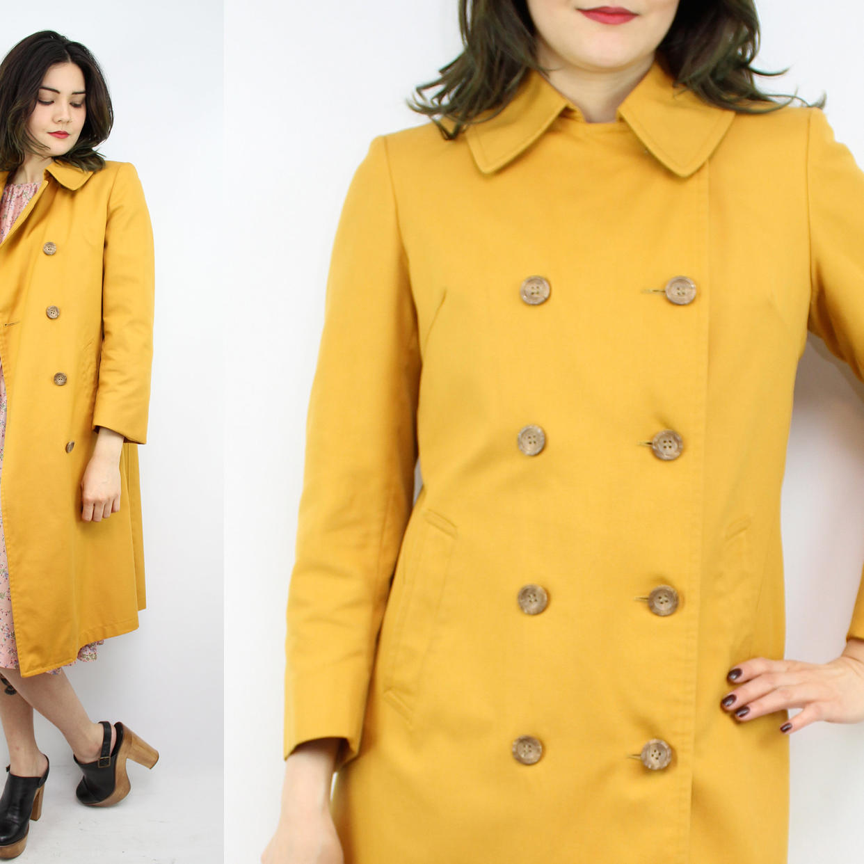 Vintage 70's Mustard Yellow Trench Coat / 1970's Spring | Ruby Threads ...