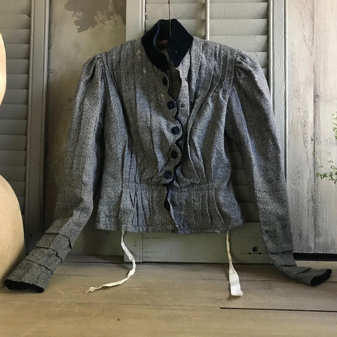 Edwardian French Wool Tweed Waist Jacket, Blouse, Velvet Buttons | Jan ...