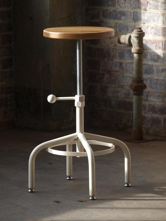 Industrial Stool Oak Adjustable Drill Press Stool with Almond base ...