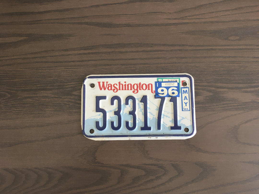 Vintage Washington State Motorcycle License Plate + Option to Buy with ...