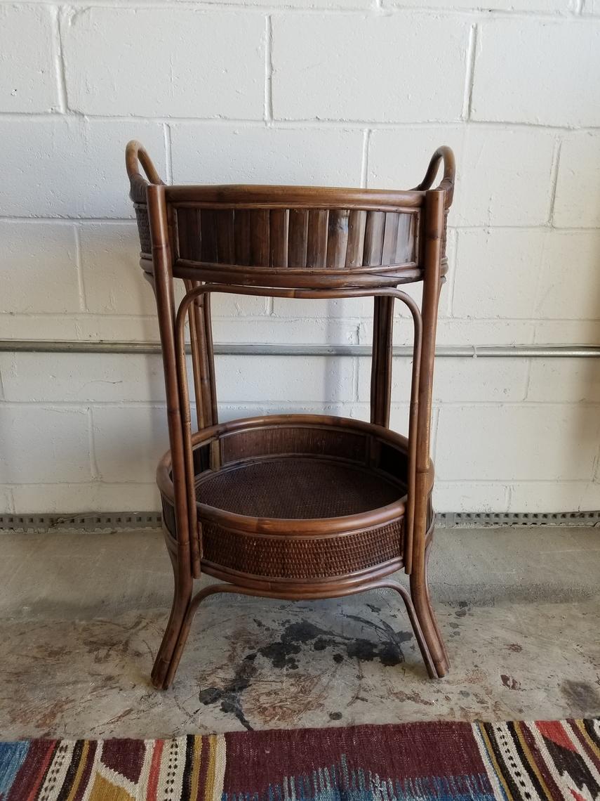 Two Tiered Rattan Side Table | Wishbone Reserve | Baltimore, MD