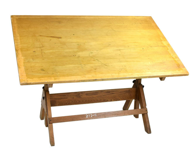 Vintage Industrial Wood Folding Artist Drawing Drafting Table ...