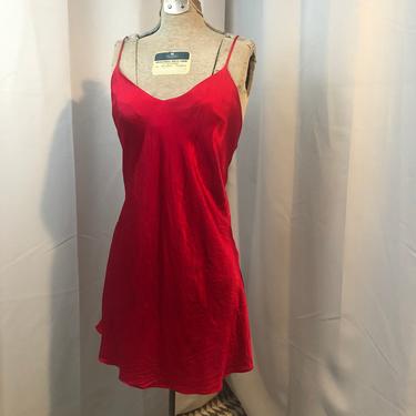 1990s vintage Victoria's Secret Red silk mini nightie nightgown S ...