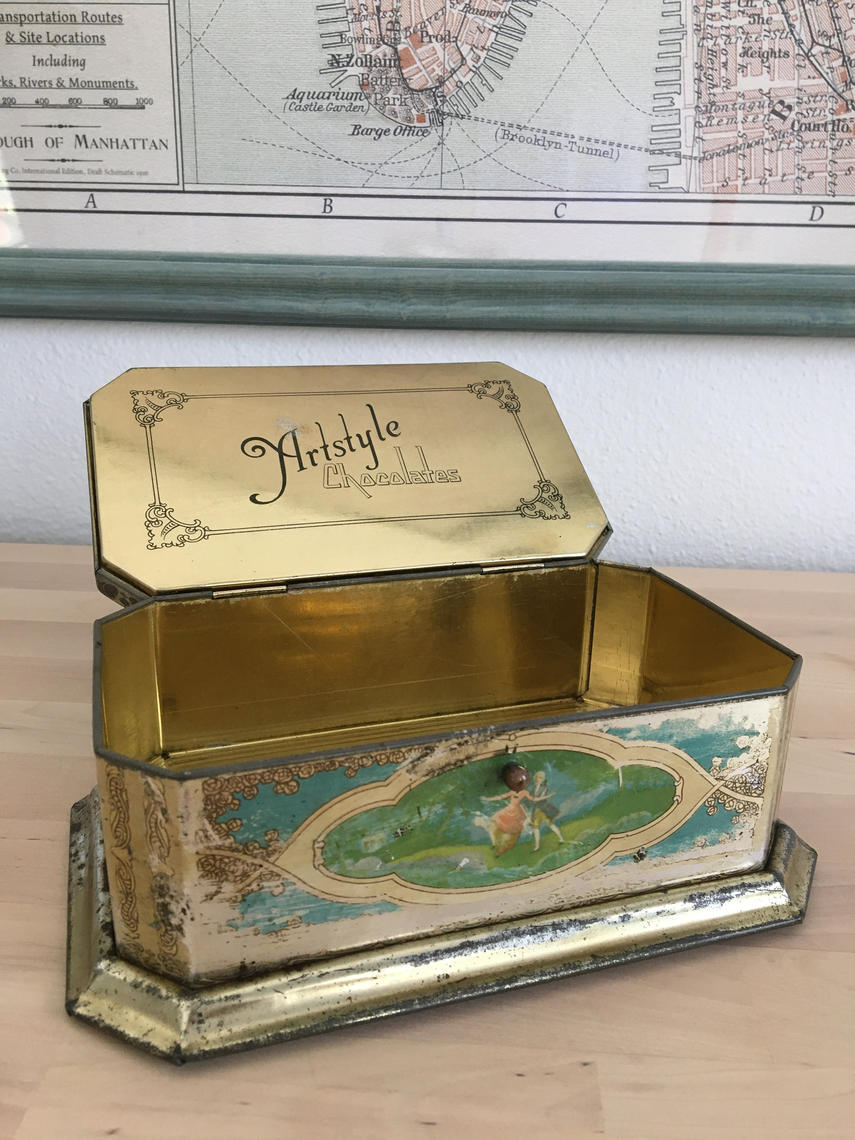 Decorative Box - ArtStyle Chocolates Painted Tin Box - 1950s | Noelle ...