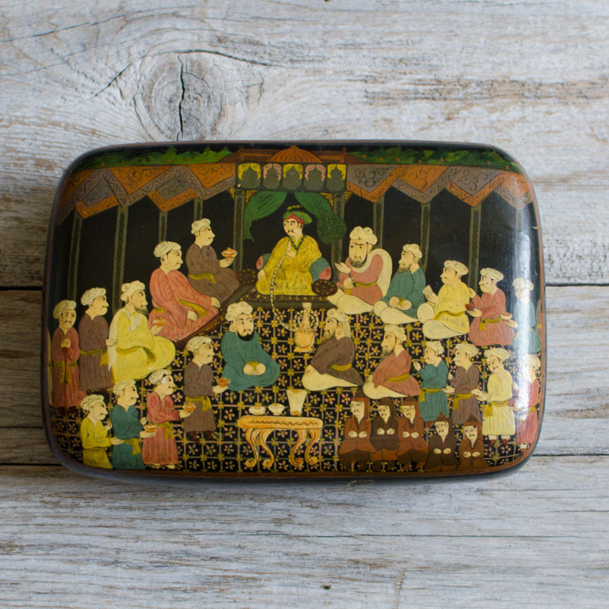 Vintage Handmade Kashmir Paper Mache Lacquer Lidded Box | House of ...
