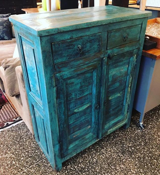 Distressed turquoise cabinet | Miss Pixies | Adams Morgan - Washington, DC
