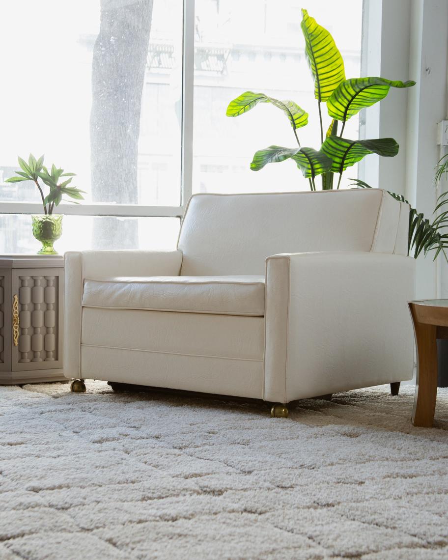 White Hide-A-Bed Vintage Lounge Chair | Sunbeam Vintage | Highland Park ...