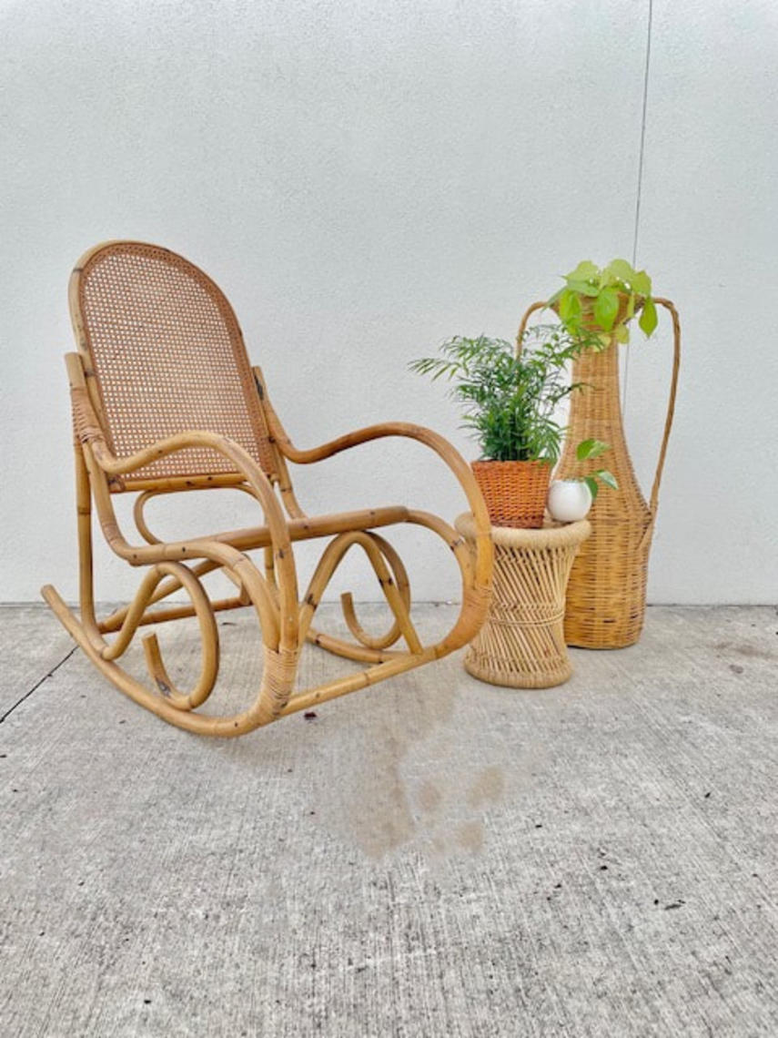 Light Rattan and Cane Rocking Chair | Revival Vintage | North Loop ...