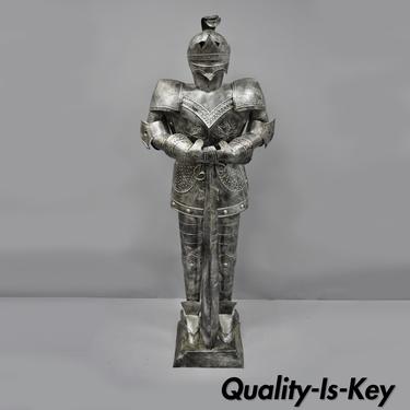 62" Tall Metal Medieval Knight Armor Swordsman Statue Entryway ...