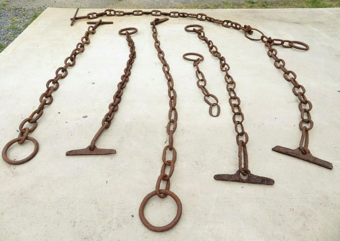 Antique HAND FORGED IRON LOGGING TUG BOAT BOOM CHAINS Rustic | Urban ...