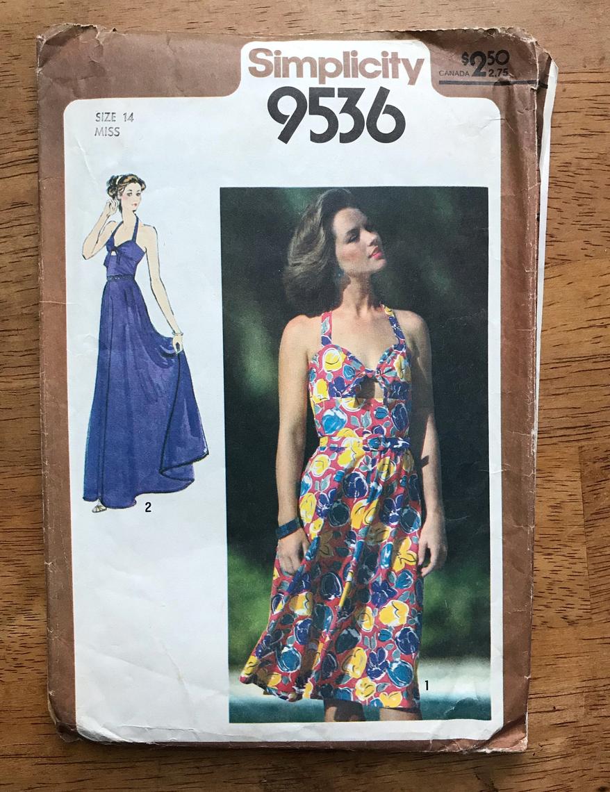 Vintage Simplicity 9536 Sundress Pattern | 70s 80s Retro Dress Sewing ...