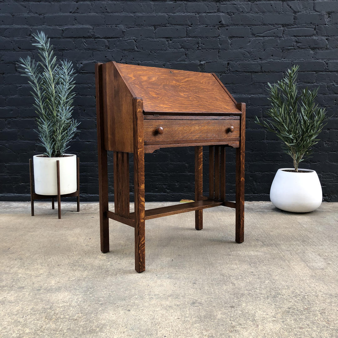 Vintage Californian Mission Oak Drop Down Writing Desk | Vintage Supply ...