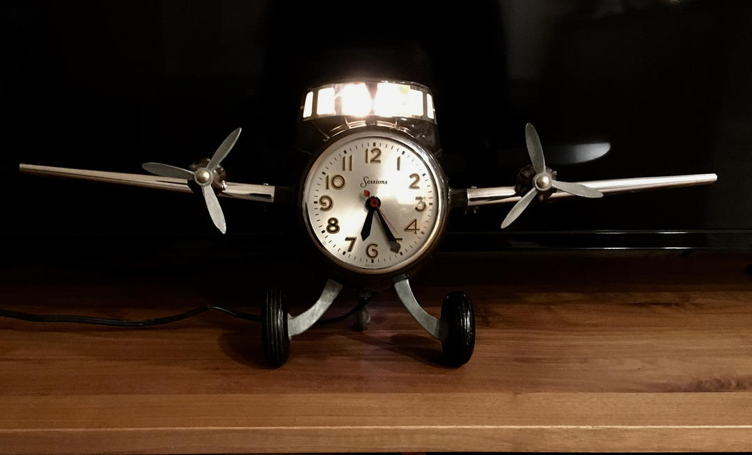 1940s Sessions Airplane Clock, Nicely Working, Mastercrafters, Dark ...