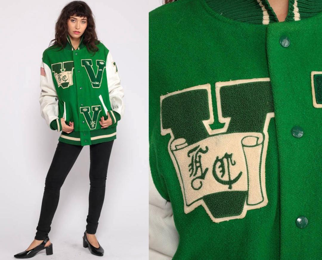 Wool Varsity Jacket Leather Football Jacket 1973 Jacket Bomber Jacket ...