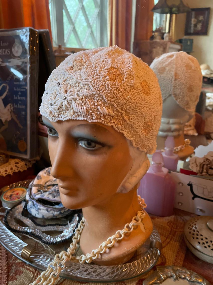 Vintage 1920s Gatsby Flapper Art Deco Beaded Skull Cap Evening | Paper ...