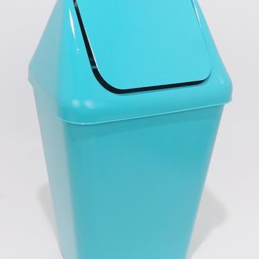 Aqua Vintage Plastic Trash Can Waste Receptacle Garbage | Making Mid ...