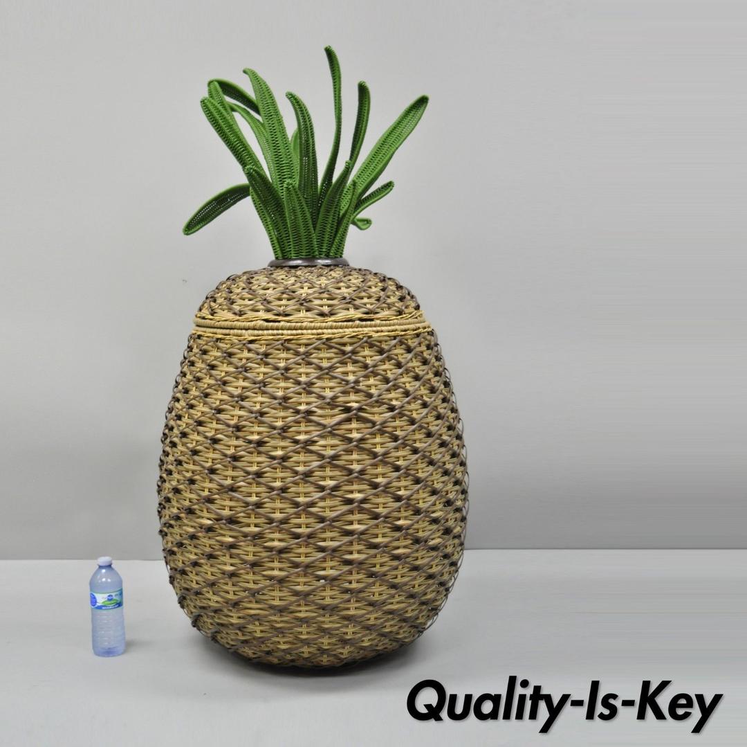 Large 45" Pineapple Form Towel Hamper Wicker Storage Bin Basket ...