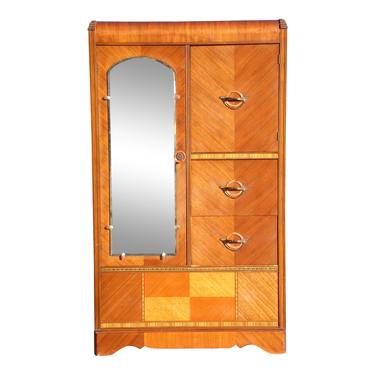 Antique Art Deco Waterfall Chifferobe Armoire Wardrobe Dresser ...