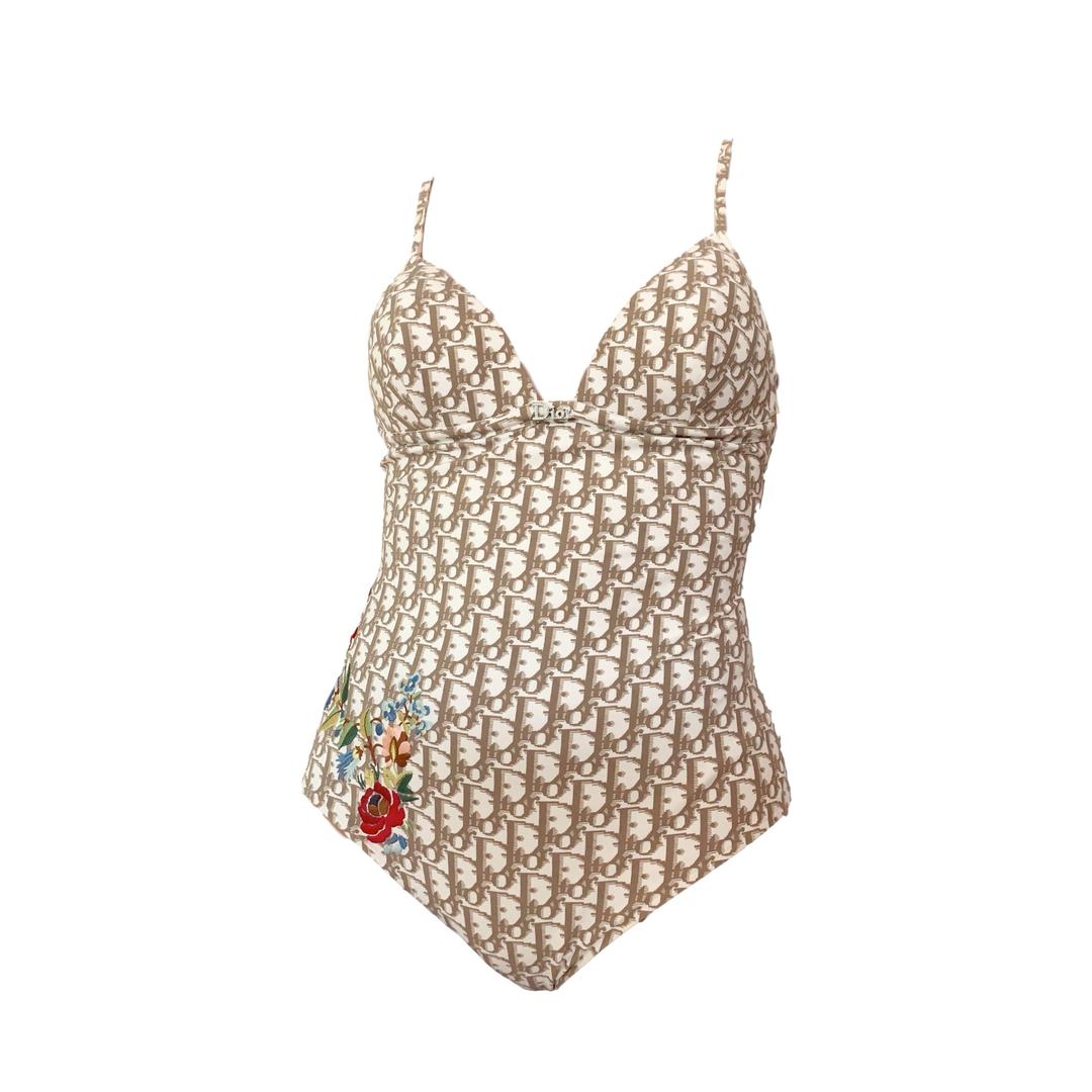 Dior Beige Rhinestone Logo One Piece | Treasures of NYC | New York, NY