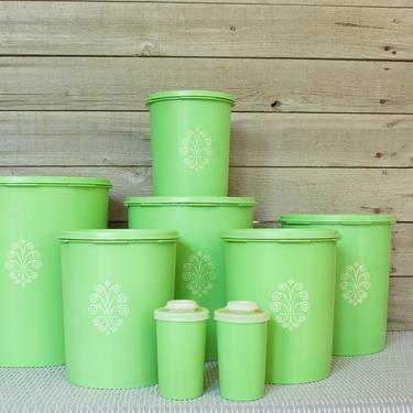 TUPPERWARE Vintage Servalier Canisters, Salt Pepper Lime Green | Tripod ...