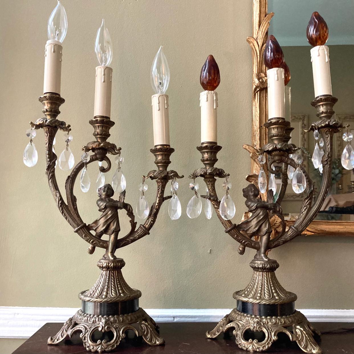 Pair Electric Candelabras Three Candle Dancing Girl | Raven Pear ...
