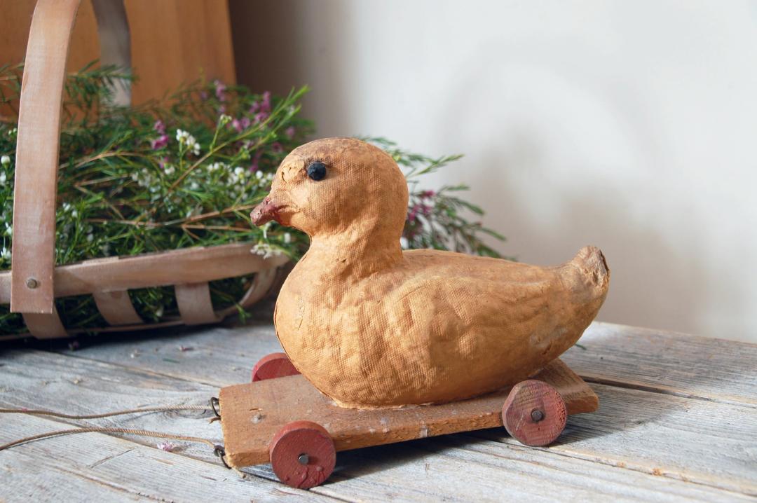 Antique paper mache duck pull toy / baby duck wooden toy / | Sunflower ...