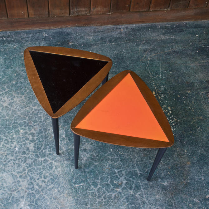 Arthur Umanoff Triangular Stacking Side Tables Drink Cocktail Vintage ...