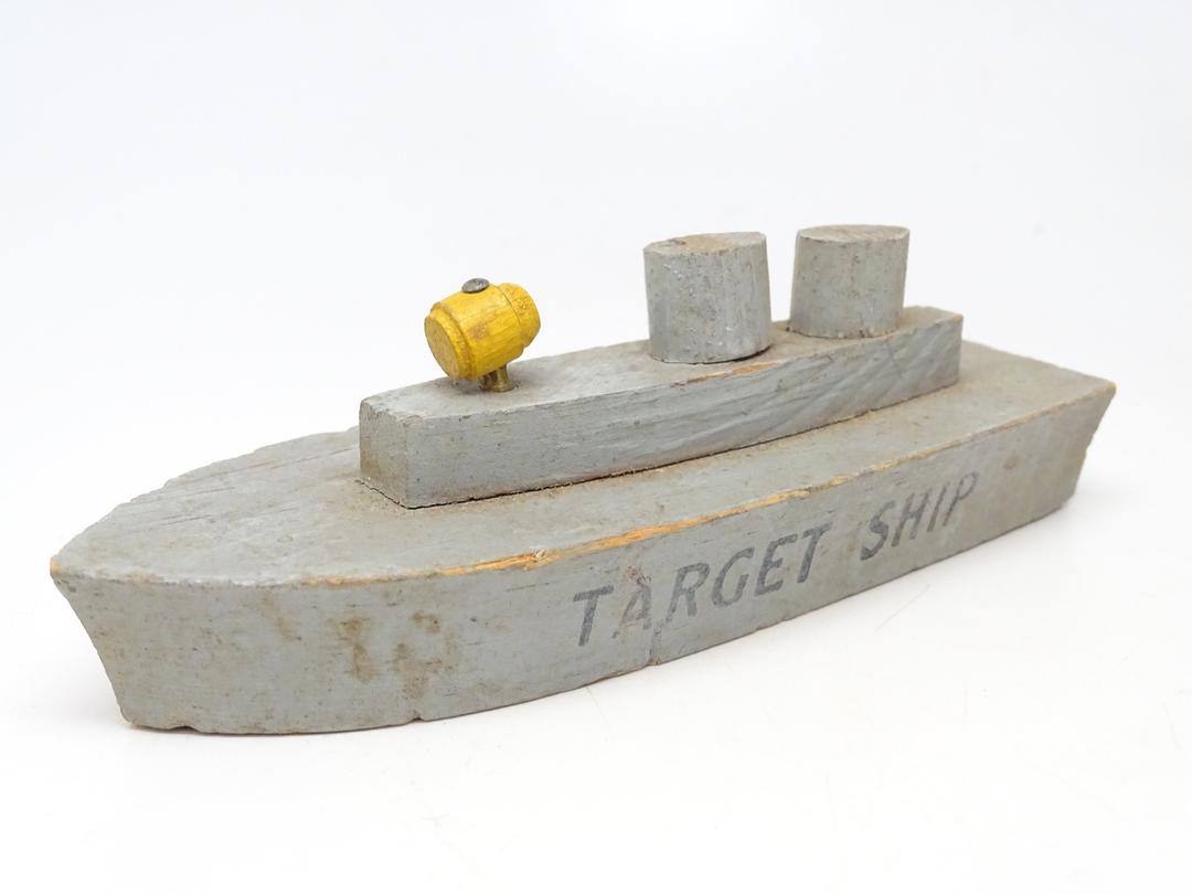 Antique 1940's WW2 Toy Wooden TARGET SHIP, Original Paint, Vintage ...