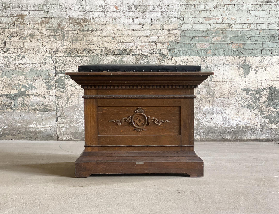 Antique Fraternal Pedastal Masonic Podium Oak Counter Leather Inlay ...