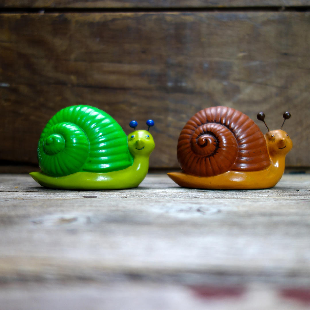 Pair of Vintage Snail Figurines Green, Brown Small Toy Gift | Forest ...