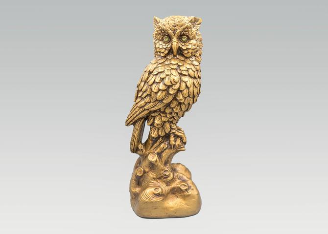 Jaru Art Products Chalkware Gold Owl Statue | Mid Century Ceramic ...