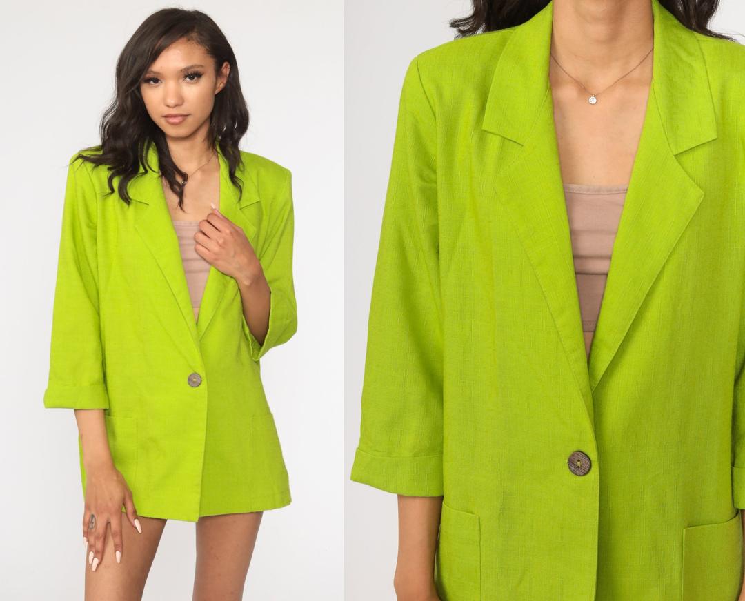 Neon Green Jacket 90s Blazer Jacket Bright Jacket 90s Button | Shop ...