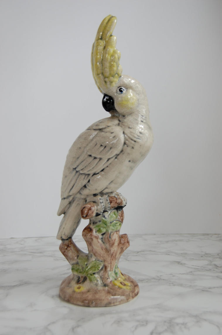 Vintage Ceramic Parrot Statue - Cockatiel Cockatoo Parrot Statue ...