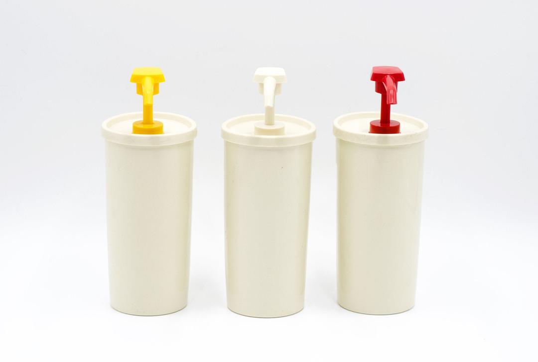 Tupperware Ketchup Mustard Mayo Dispensers, Vintage Condiment, 3-piece ...