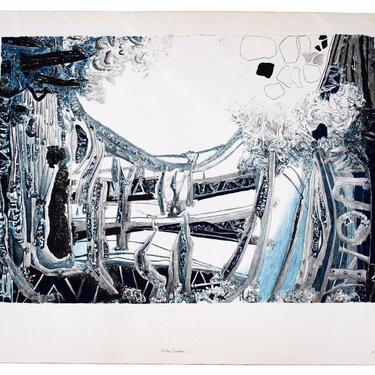 Mid Century Modern Unframed Abstract Lithograph Blue State 4/10 Roland ...